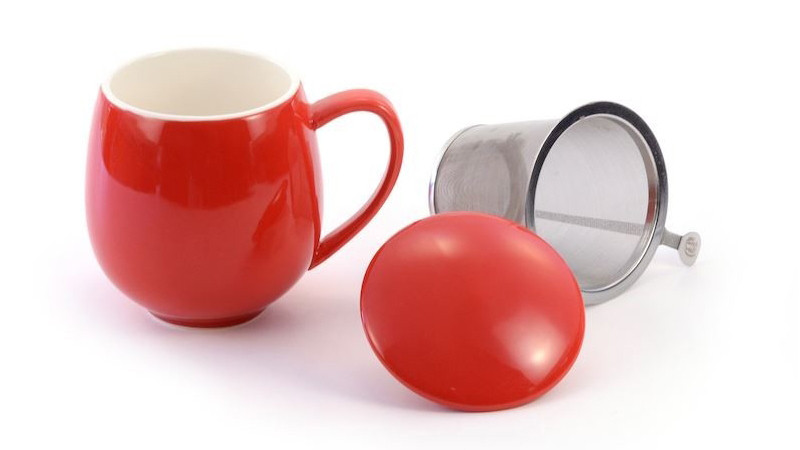 Porcelain Personal Tea Mug with Stainless Steel Infuser - 12oz