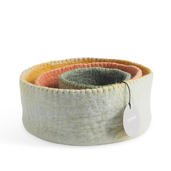 Felt Wool Table Basket Set - Grey | ScandinavianShoppe
