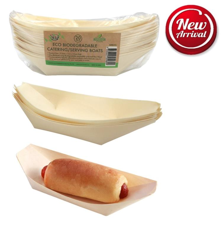 ECO Bamboo Catering/Serving Boats - 17.5CM x 8CM-20PK - Discount Party ...