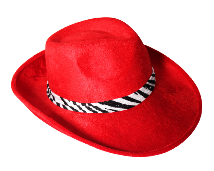 Velvet Pimp Hat (Red with zebra print band) - Discount Party World