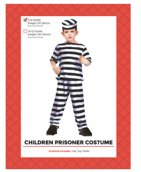 Children Prisoner Boy Costume (6-9 years) - Discount Party World