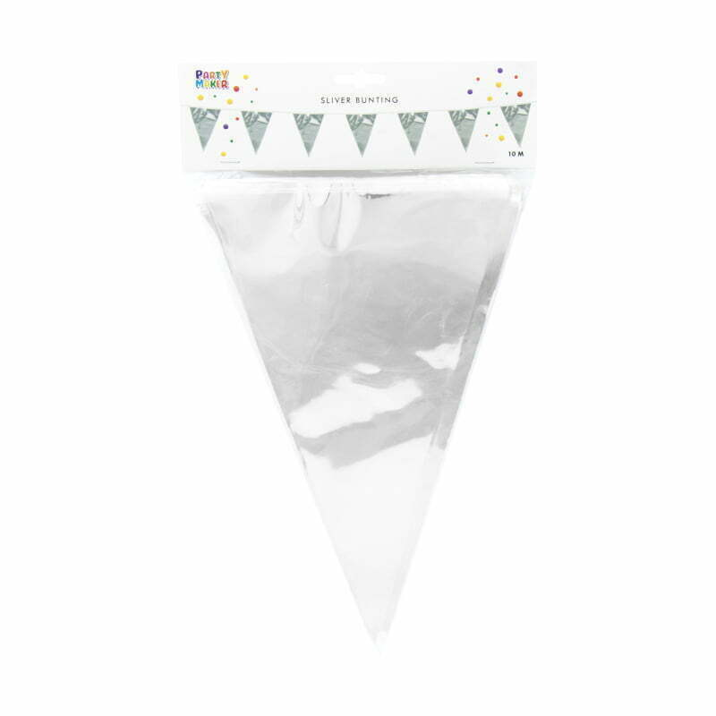Silver PET bunting 6m - Discount Party World
