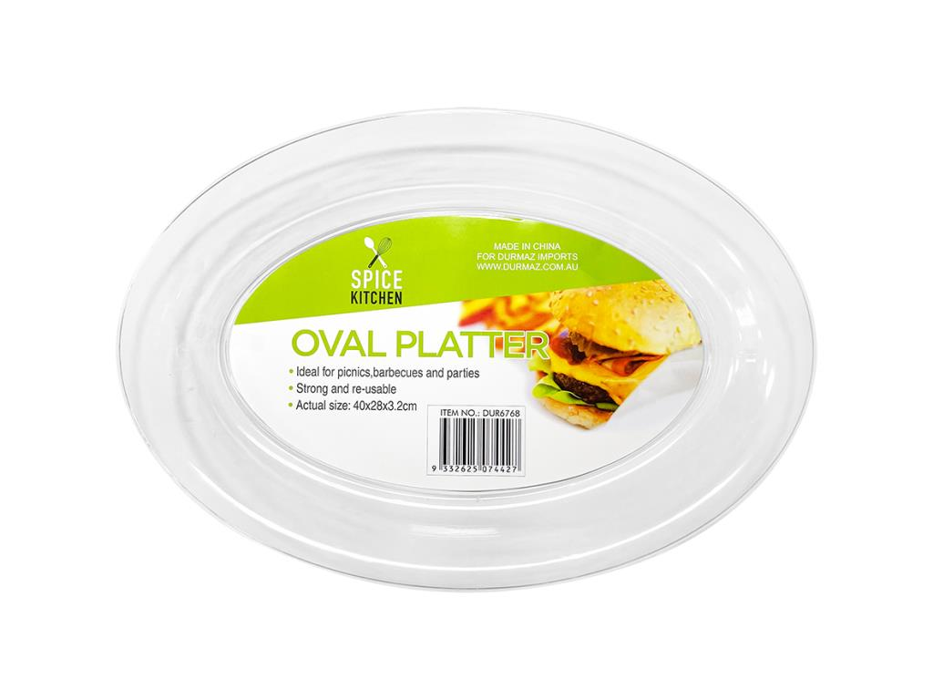 Premium Transparent Plastic Platter - Oval -40CM x 28CM - Discount ...