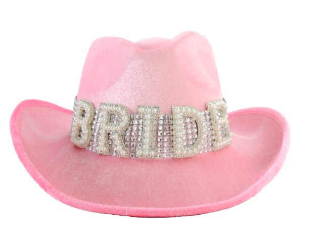Metallic Bride Cowboy Hat (Light Pink) - Discount Party World