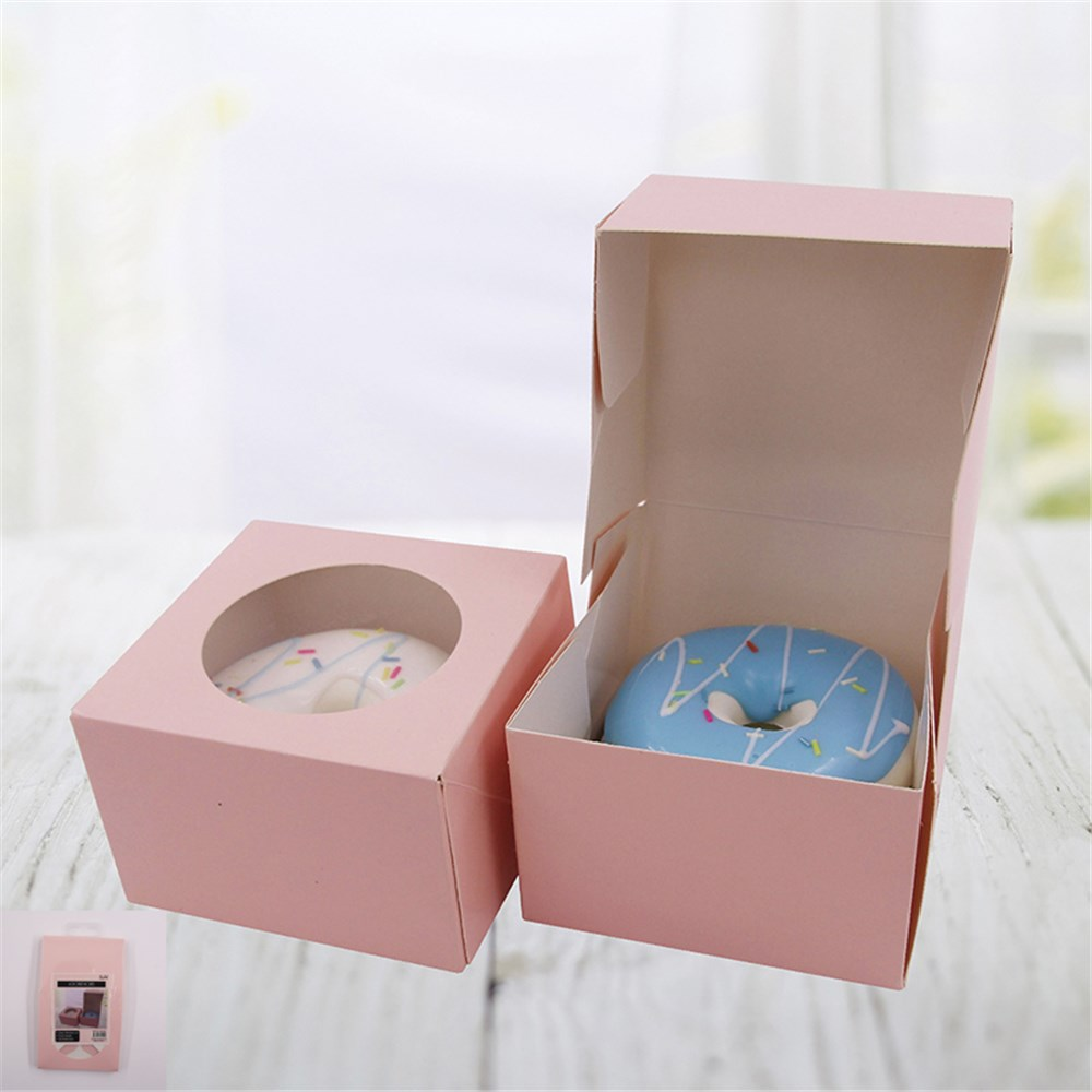*4PK PINK SINGLE DONUT BOX-10X10X6.5CM - Discount Party World