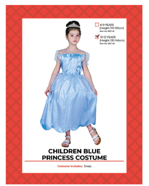 Children Blue Princess Costume (10-12 years) - Discount Party World