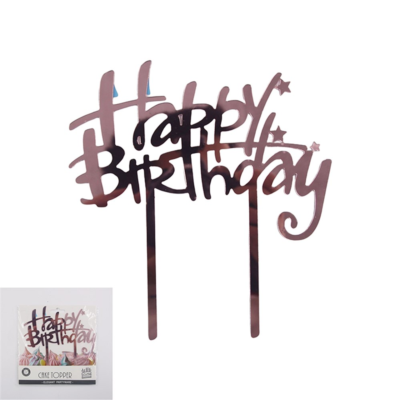 16x20cm Rose Gold Happy Birthday Acrylic Cake Topper Discount Party