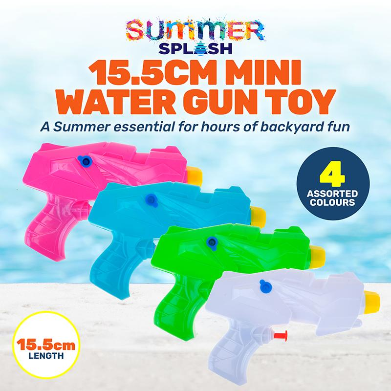 Water Gun Mini 15.5cm x 3.5cm x 11cm Pink, White, Green & Blue ...