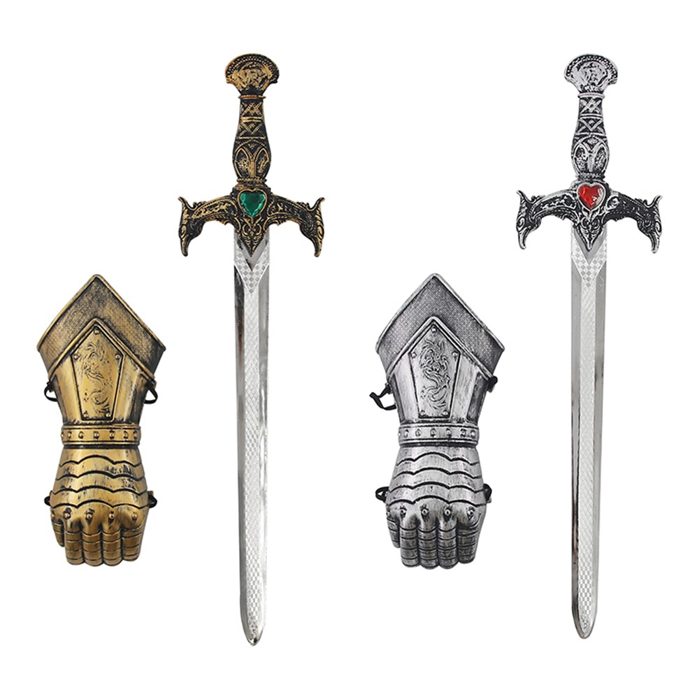 2A GOLD AND SILVER GAUNTLET AND SWORD SET - Discount Party World