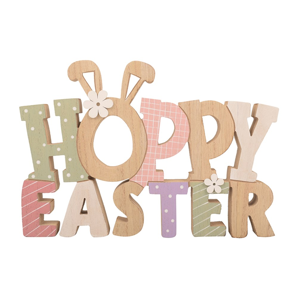 HOPPY EASTER SIGN 22.5X15.5CM MDF - Discount Party World