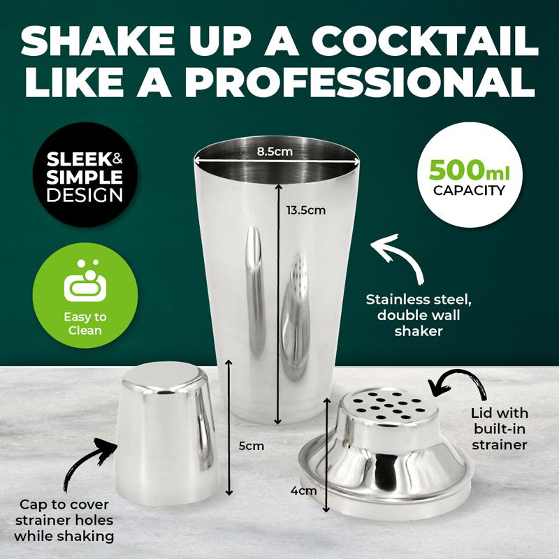 Cocktail Shaker - Stainless Steel - 500ml - Discount Party World