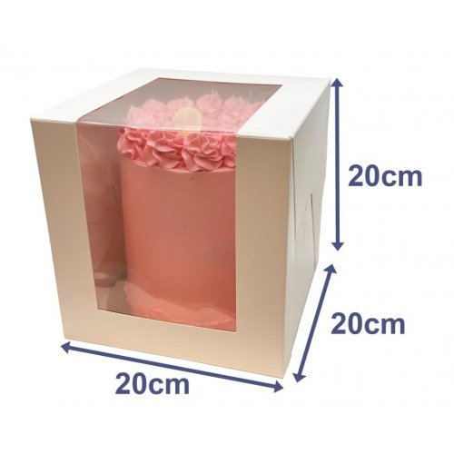 CAKE BOX WHITE 20CM P1 - Discount Party World