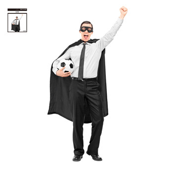 *120CM TEAM SUPPORTER CAPE-BLACK - Discount Party World