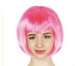 Lady Bob Wig with Fringe Hot Pink - Discount Party World