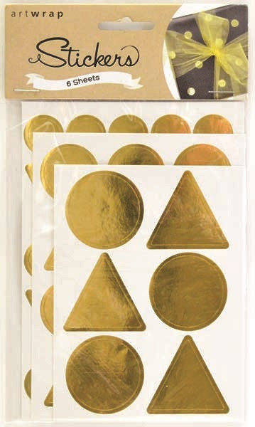 STICKER SHEET 6PK GOLD - Discount Party World
