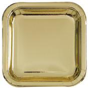 Gold Square Plates 22.2 cm - Discount Party World