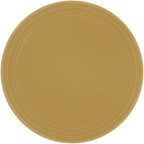 Ppr Plates 9in/23cm Rnd 8CT - Gold - Discount Party World