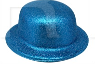 Glitter Bowler Hat (Light Blue) - Discount Party World