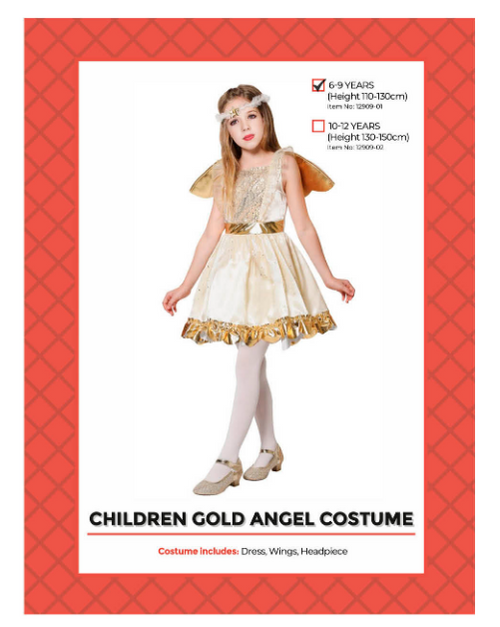 Children Golden Angel Costume (6-9 years) - Discount Party World