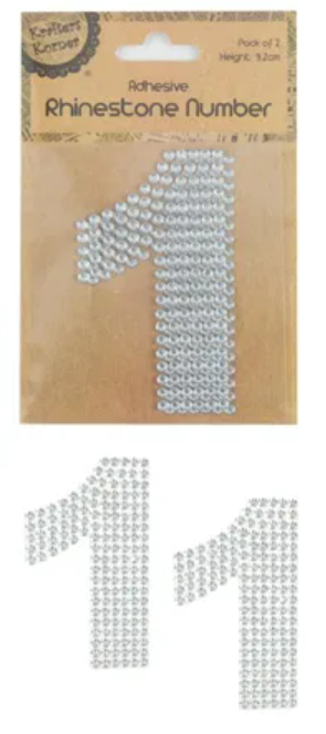 RHINESTONE NUMBER STICKER-1 2pk - Discount Party World