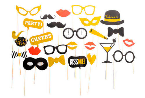 Photobooth Props (Happy New year Coloured) - Discount Party World