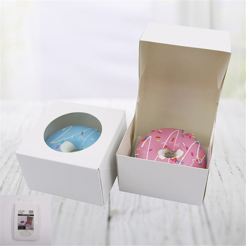*4PK WHITE SINGLE DONUT BOX-10X10X6.5CM - Discount Party World