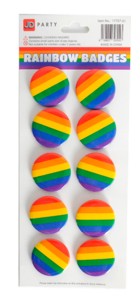 Party Badges (Rainbow Stripe) - Discount Party World