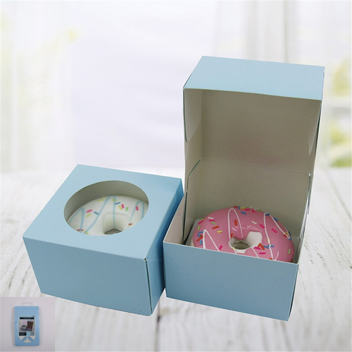 *4PK BLUE SINGLE DONUT BOX-10X10X6.5CM - Discount Party World