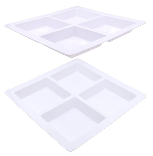 White Melamine Jumbo (4 Section) Condiment Tray - 34.5CM x 34.5CM ...