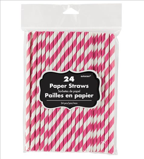 Ppr Straw Low Count Bright Pink - Discount Party World