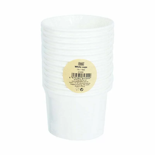 12pk White Paper Tubs 16oz - Discount Party World