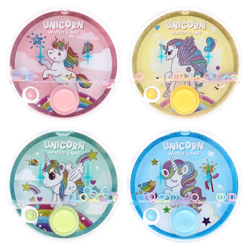 Hand Held Water Skill Game Magical Unicorn Ø9.8cm x 2cm - 4 Assorted ...