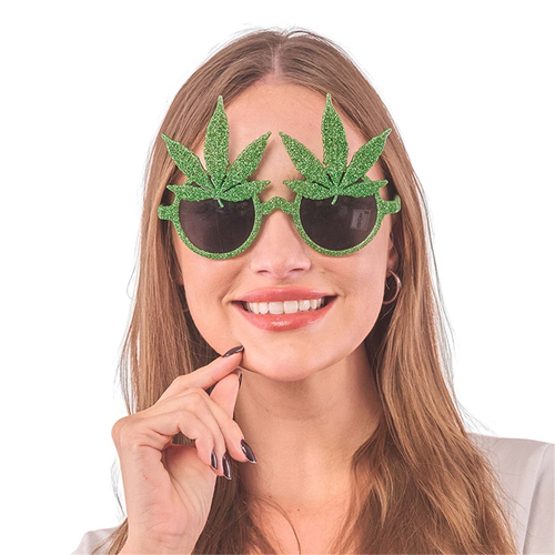 MARIJUANA GLITTERED PARTY GLASSES - Discount Party World