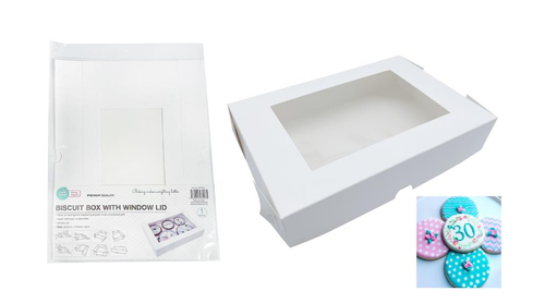 Biscuit Box with Window Lid - 25.5CM x 17.5CM x 5CM - Discount Party World