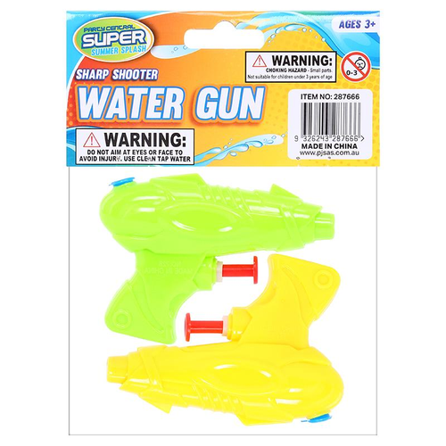 Water Gun Mini 2pk 9cm x 2.5cm x 10cm 2 Assorted Colours Per Pack ...