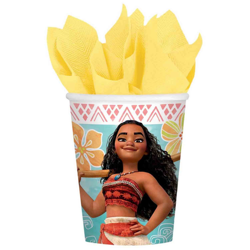 Moana 9oz/266ml Ppr Cups 8pk - Discount Party World