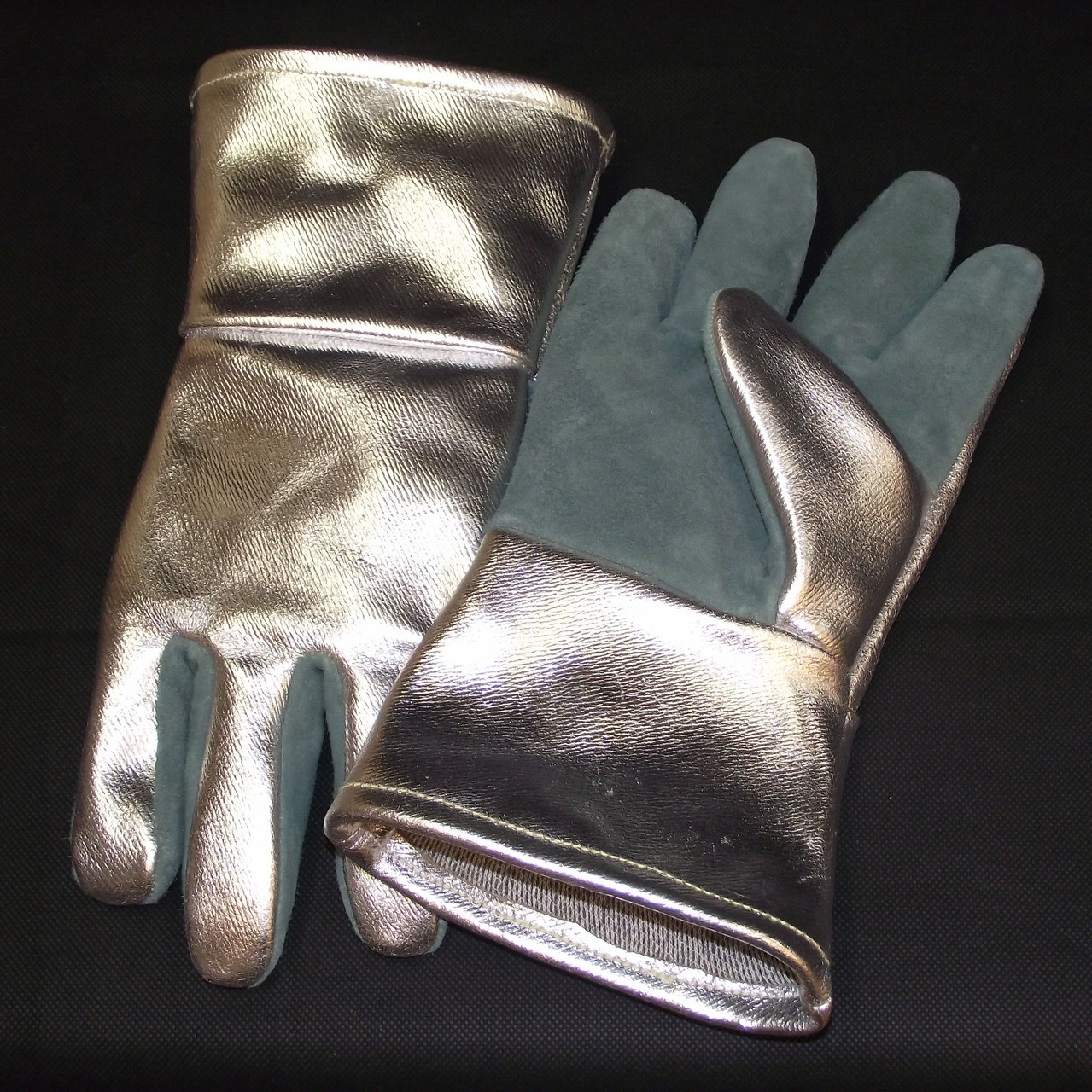 Aluminized Leather High Temp Gauntlet Gloves with Wool Knit Liner ...