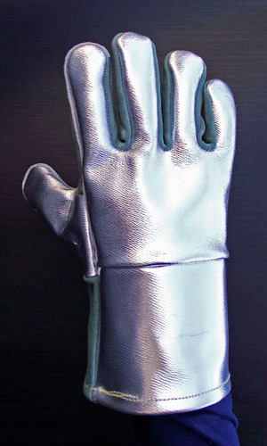 Aluminized Leather High Temp Gauntlet Gloves with Wool Knit Liner ...