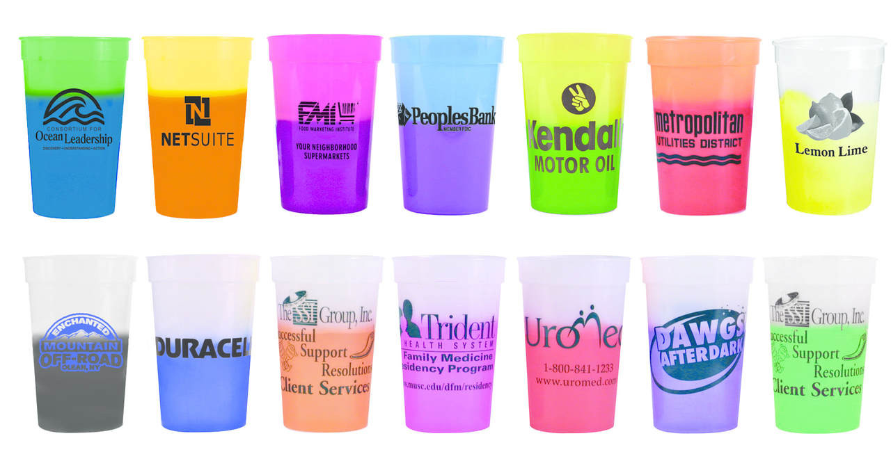 Custom Plastic Magic Color Changing® / Solid Color Stadium Drink Cups ...
