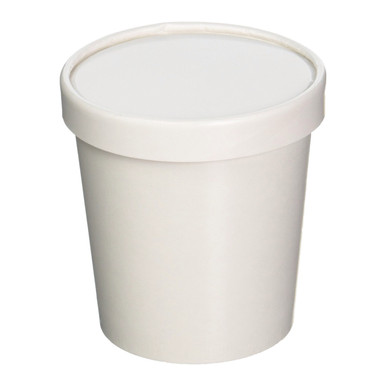 32oz White Paper Ice Cream Quart Container w/ Non Vented Lid 250ct ...