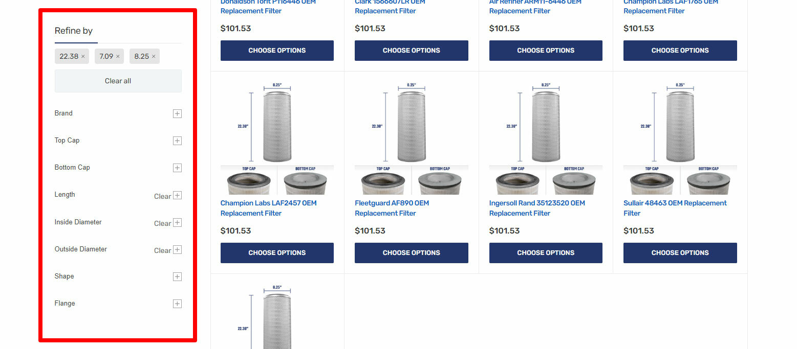 Search By Dimensions