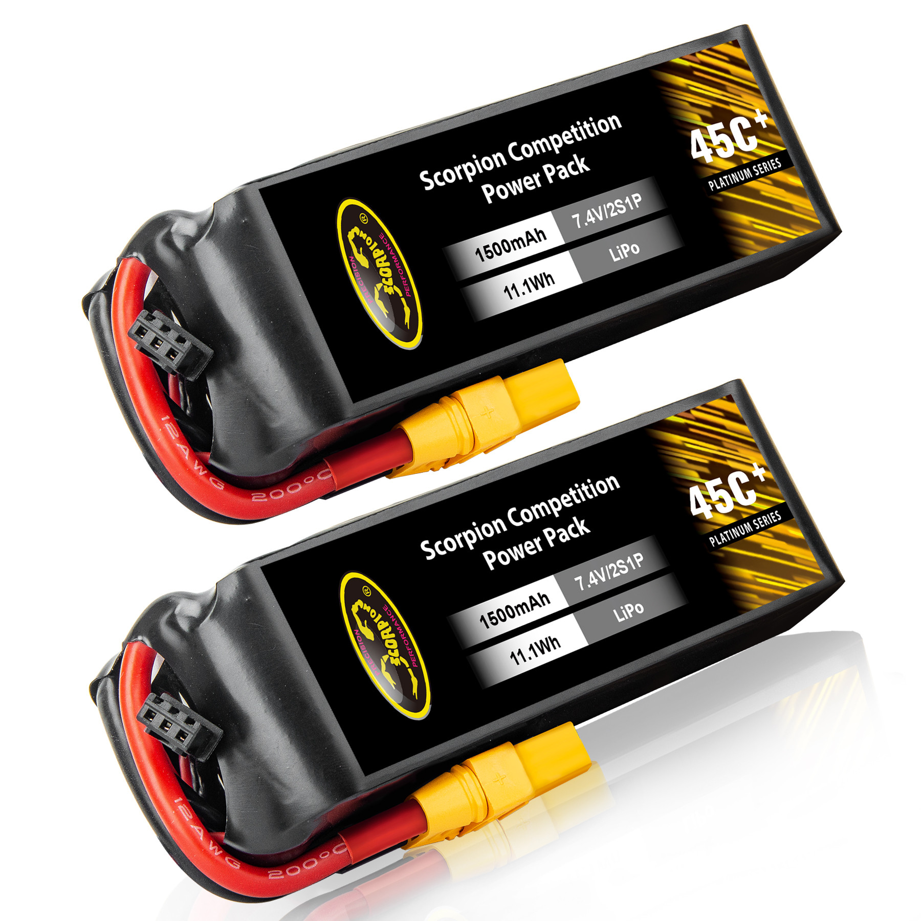 Scorpion Power 1500mAh 45C 7.4V 2S Lipo Battery with XT60)2 pack ...