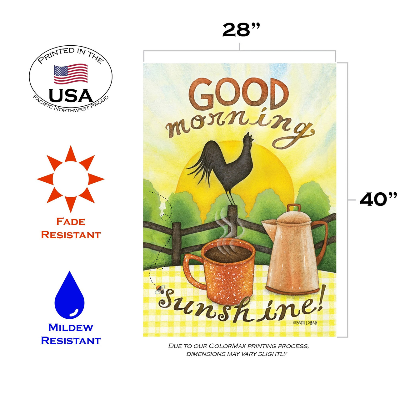 Chicken with Hot Coffee 'Good Morning Sunshine' House Flag 40" x 28 ...