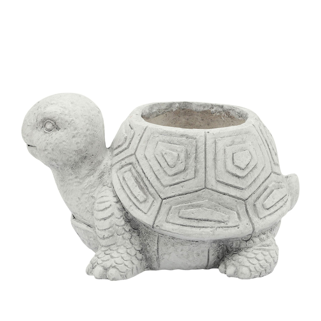 14" Ivory Finish Outdoor Tortoise Planter | Pool Central
