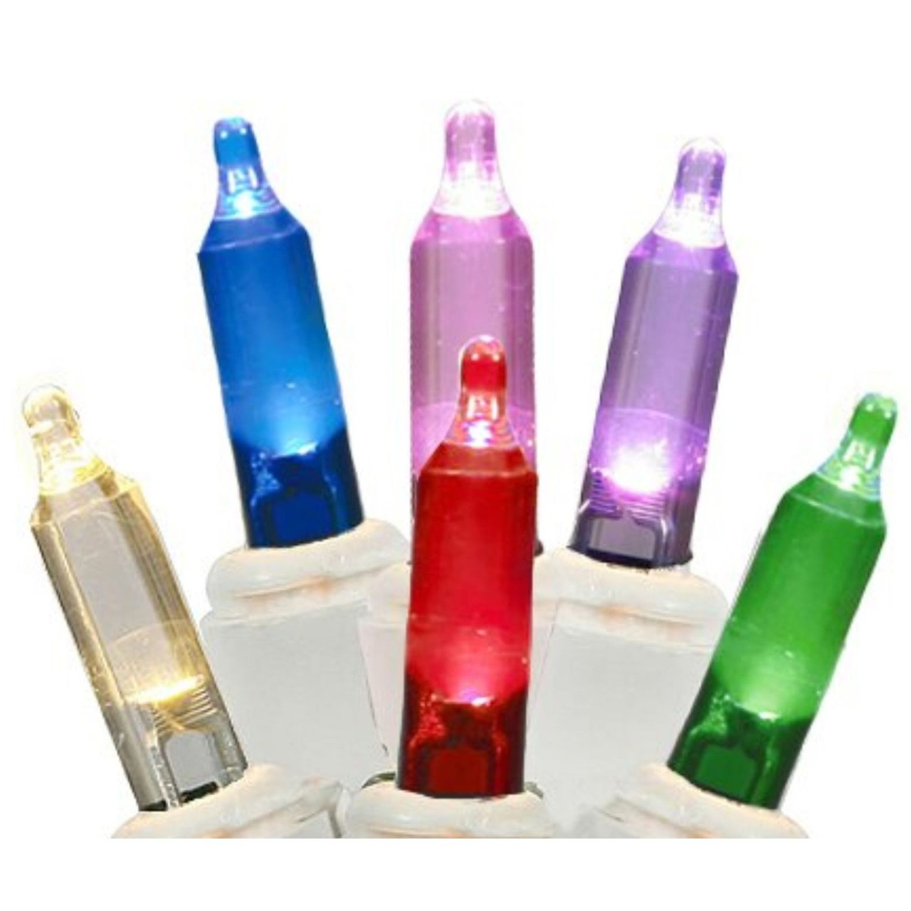 100 Multi-Color LED Mini Christmas Lights - 45 ft White Wire | Pool Central