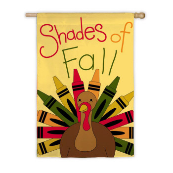 Autumn Harvest Shades of Fall Turkey Crayon Flag 29" x 43" | Pool Central
