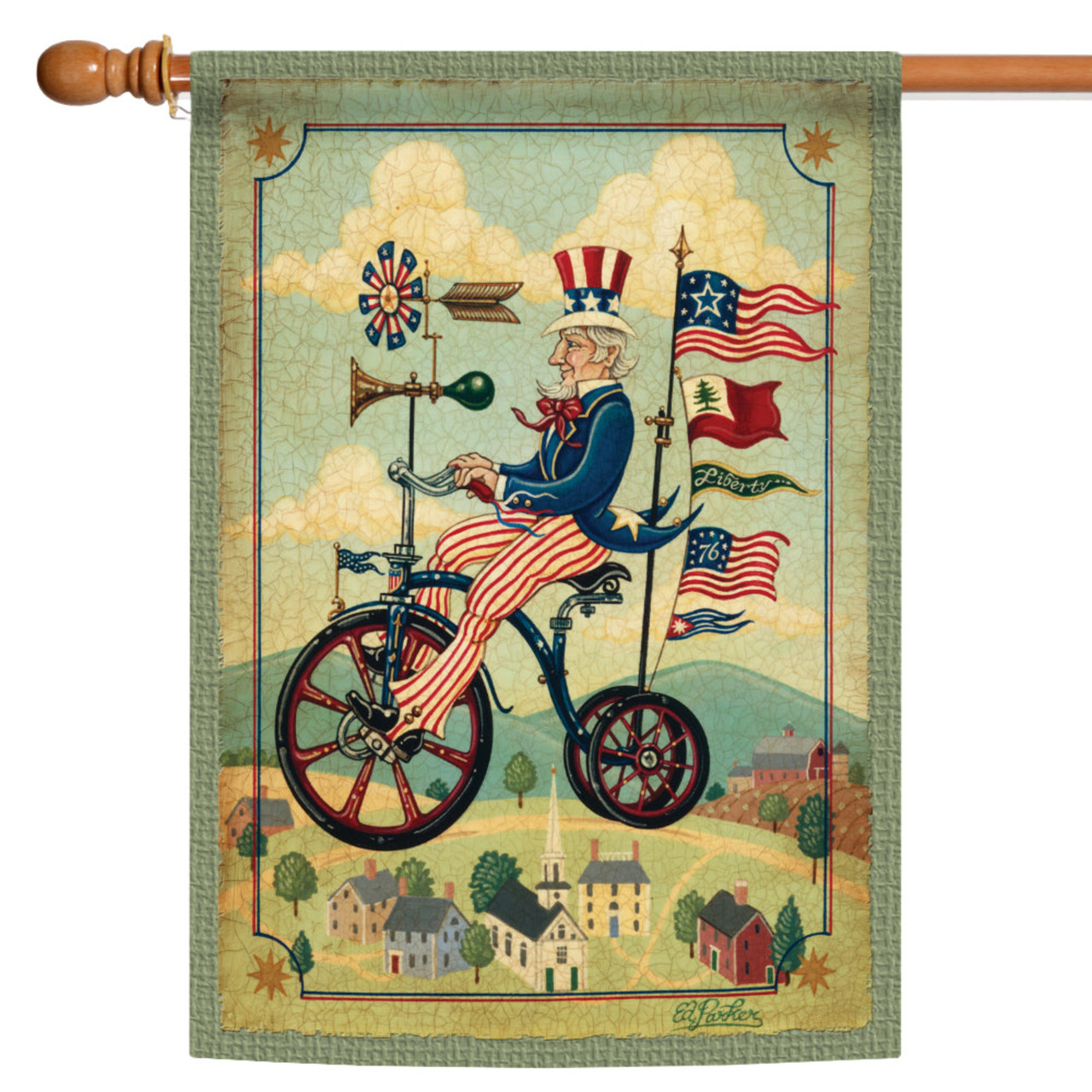 Patriotic Uncle Sam on a Tricycle Outdoor House Flag 40" x 28" | Pool ...