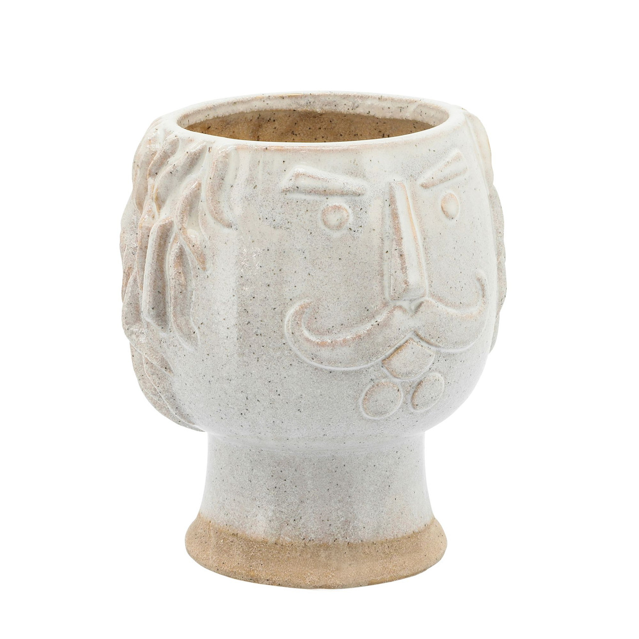 7" Ivory & Beige Ceramic Grandpa Face Decorative Planter | Pool Central