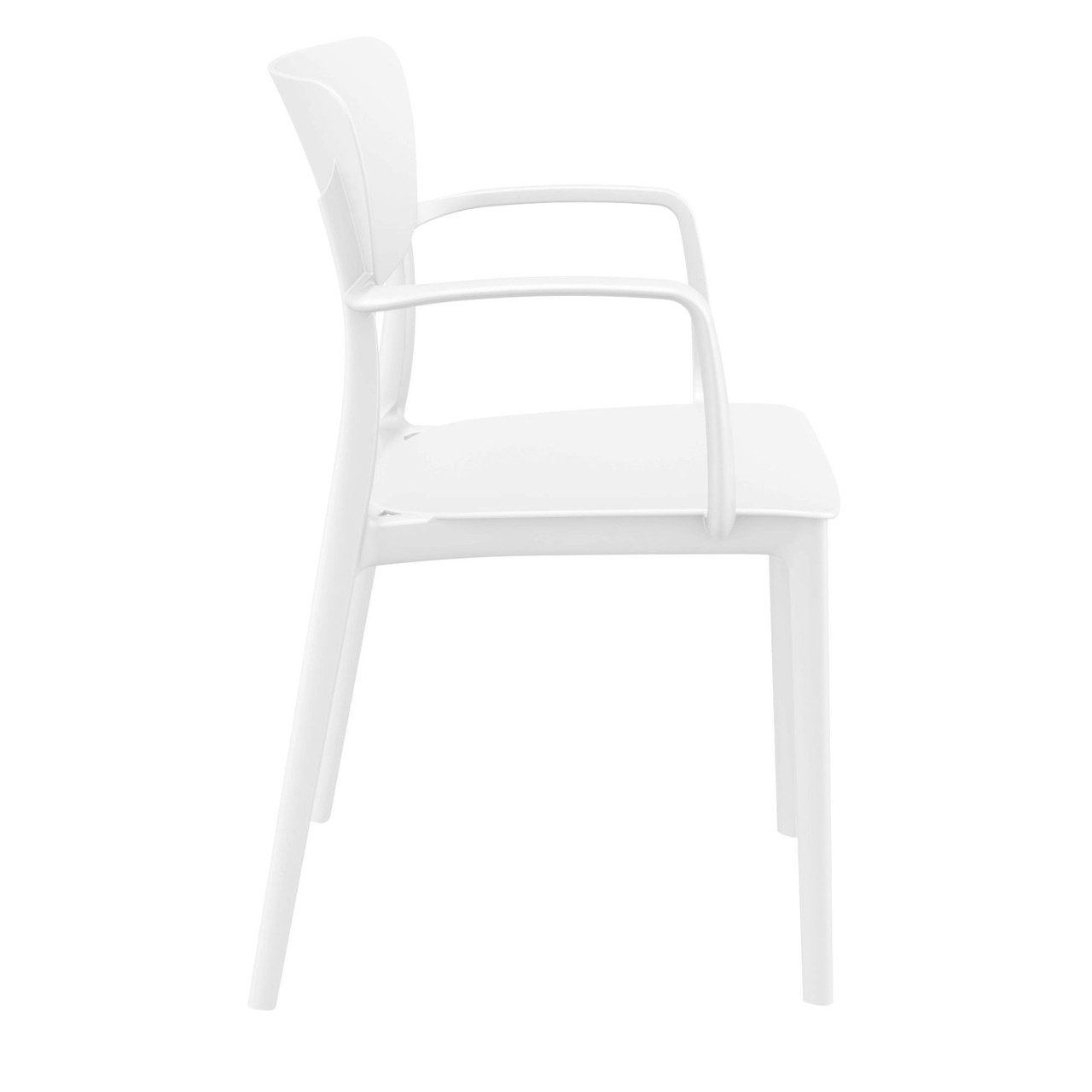 33" White Solid Stackable Patio Dining Arm Chair | Pool Central