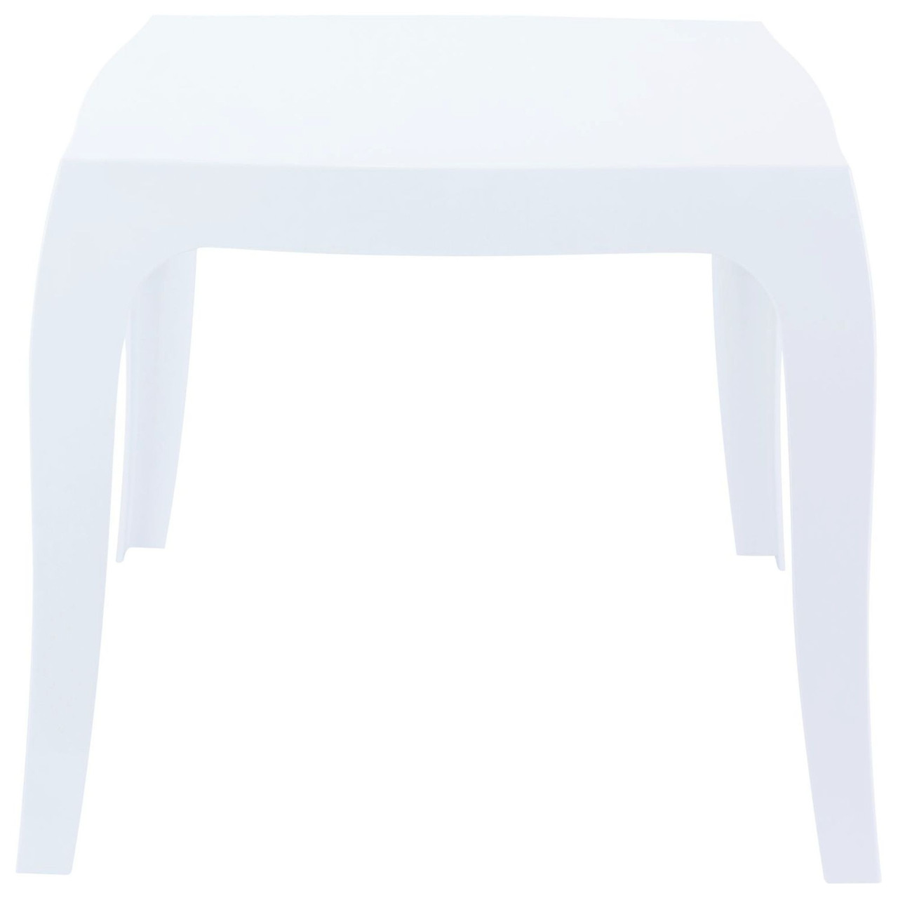 20" White Glossy Stacking Square Outdoor Patio Side Table | Pool Central